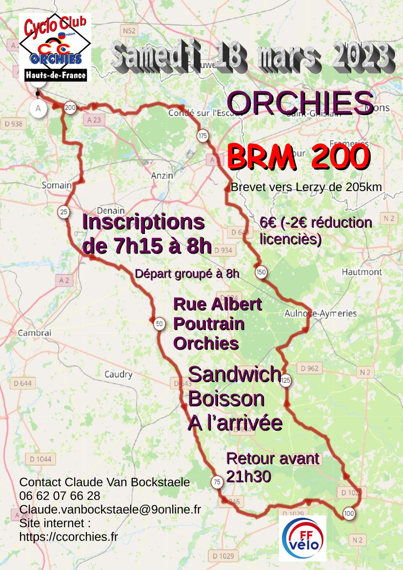 BRM 200 du 18 mars 2023 – CYCLO CLUB ORCHIES